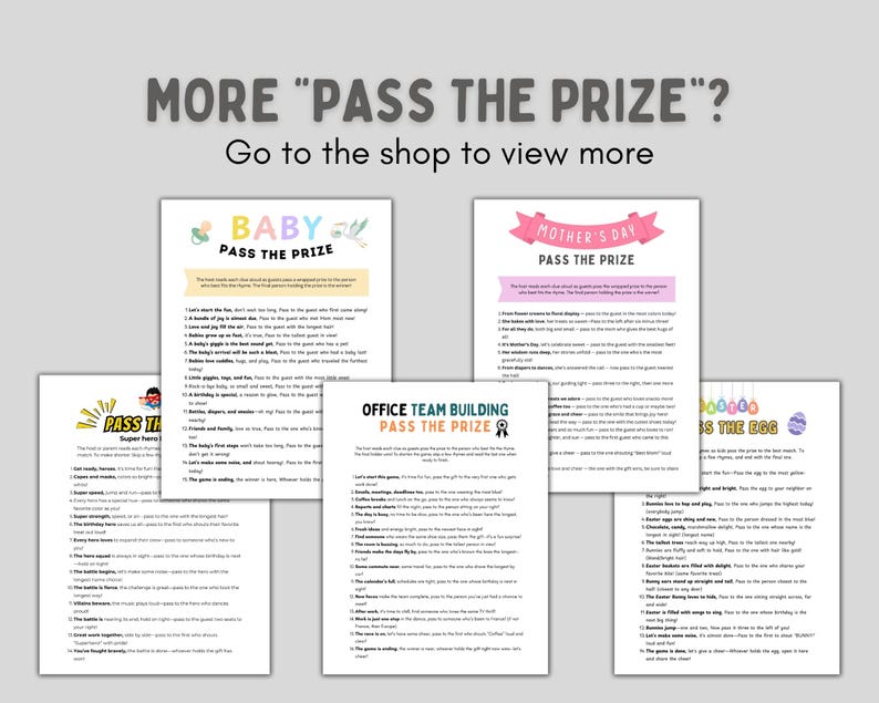 Pass the Prize Coworker Game | Printable Team Building Games | Office ...