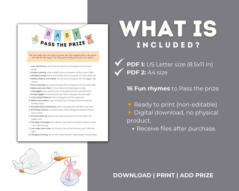 Pass the Gift Baby Shower Game | Baby Shower Pass the Prize Poem ...