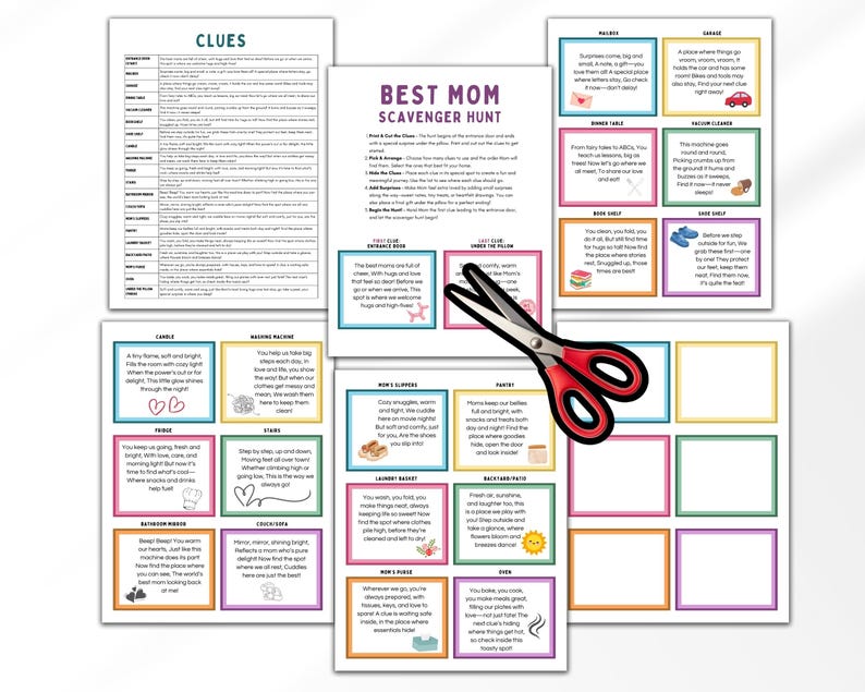 Printable Scavenger Hunt for Mother's Day | Fun Treasure Hunt Game for ...