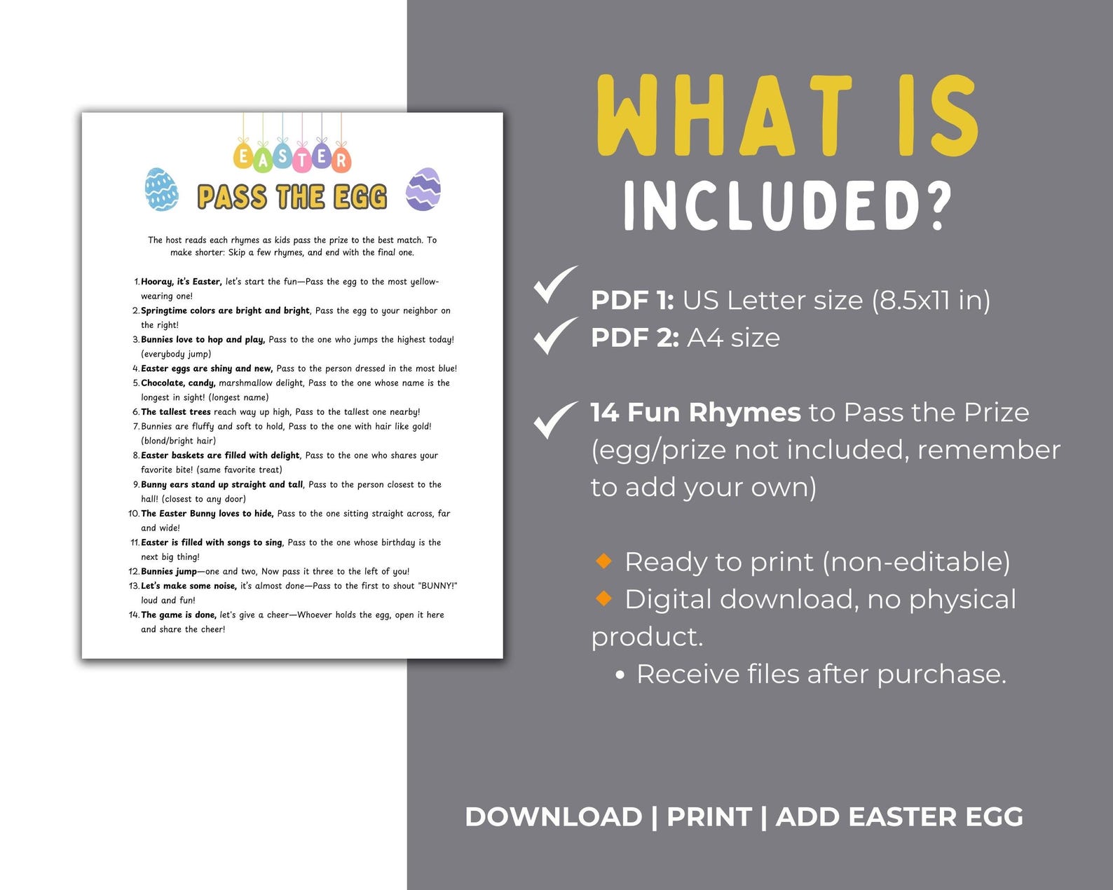 Pass the Prize Easter Game | Printable Easter Gift Exchange Game ...