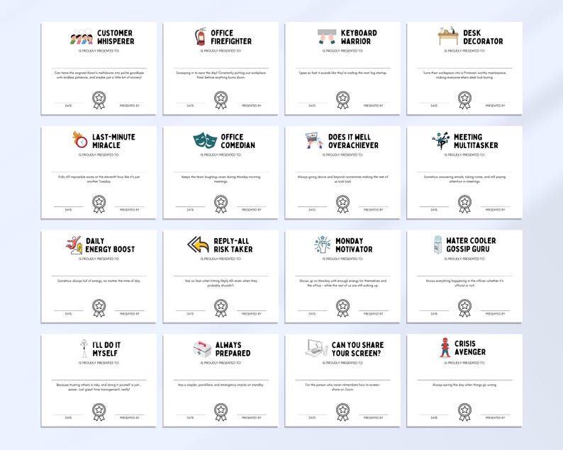 Employee Appreciation Awards Funny | Printable Office Superlatives ...