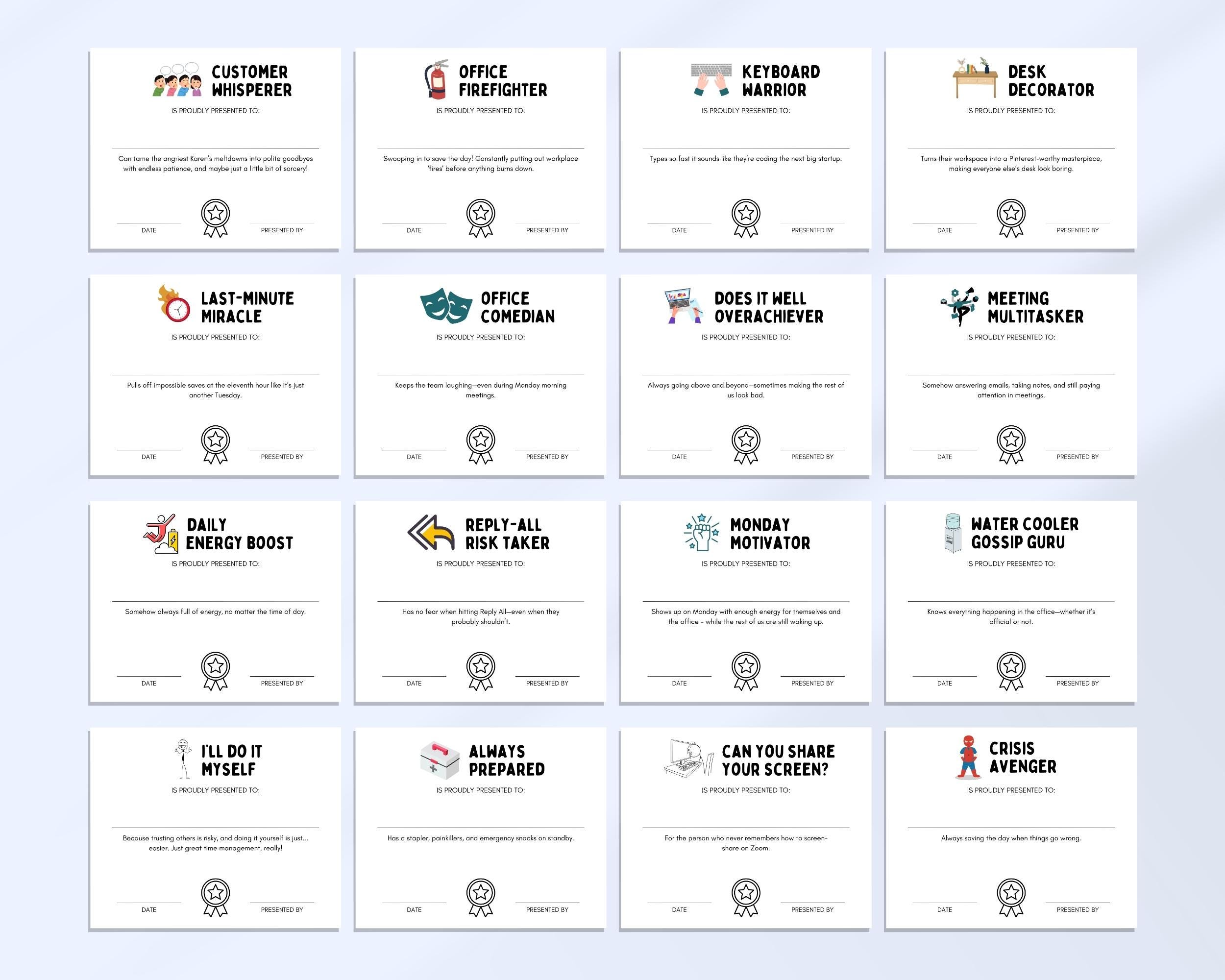 Employee Appreciation Awards Funny | Printable Office Superlatives ...
