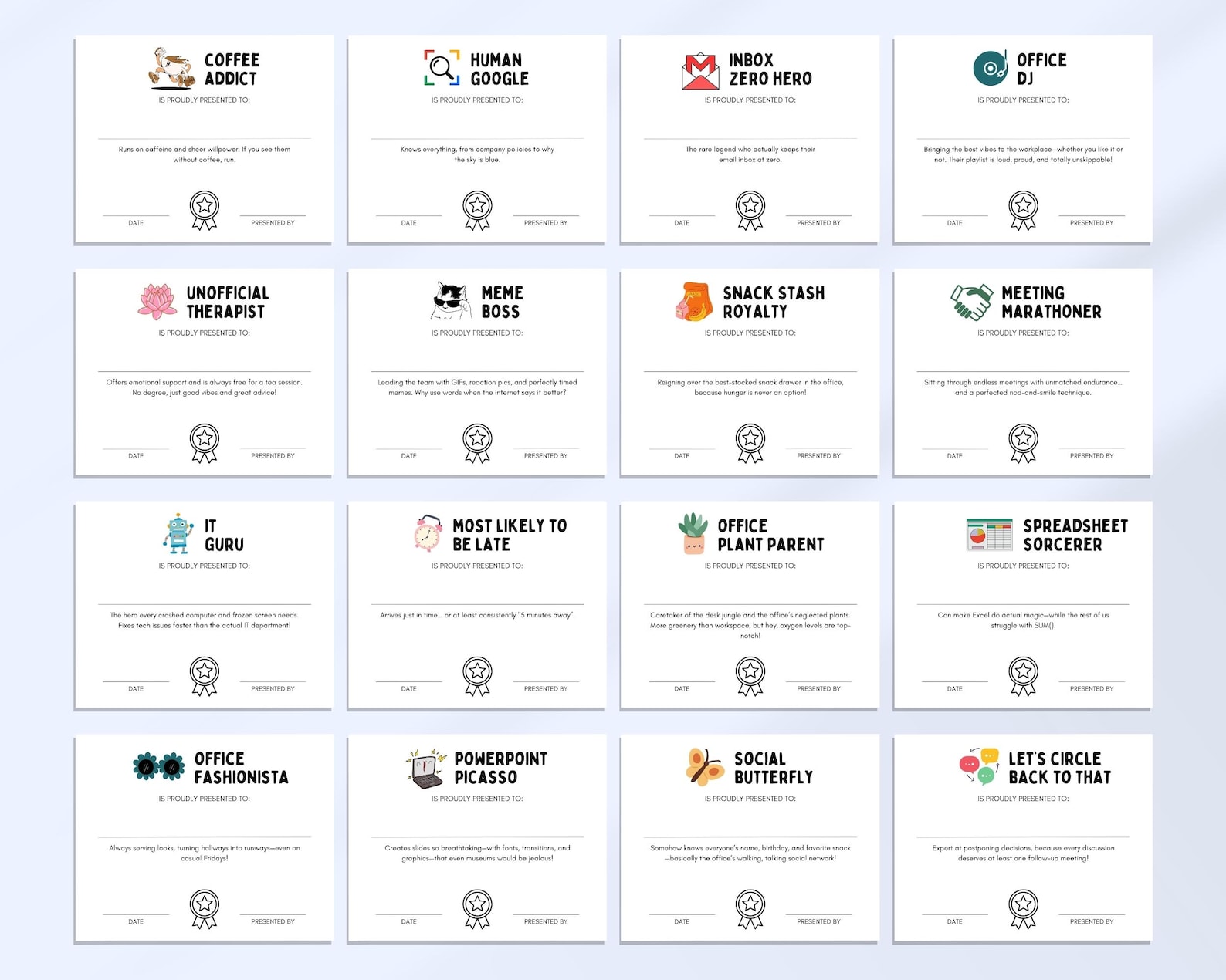 Employee Appreciation Awards Funny | Printable Office Superlatives ...