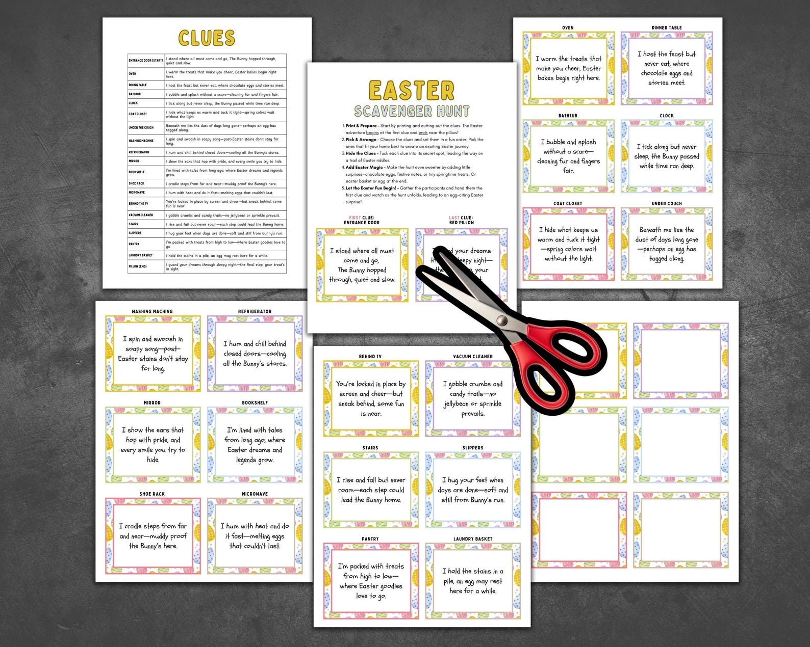 Scavenger Hunt for Easter | Printable Easter Clue Game | Easter Basket ...