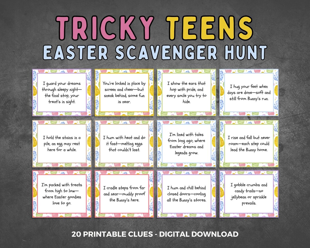 Scavenger Hunt for Easter | Printable Easter Clue Game | Easter Basket ...