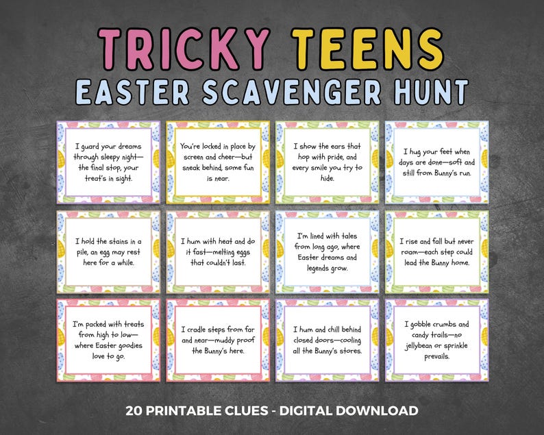 Scavenger Hunt for Easter | Printable Easter Clue Game | Easter Basket ...