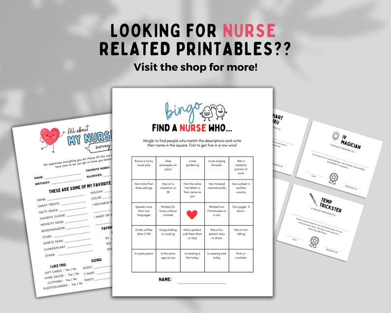 Find the Guest Nurse Bingo | Printable Nurse Appreciation Game ...