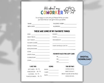 Printable Employee Favorites List | Favorite Things Survey | All About ...