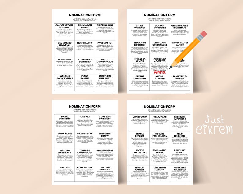 Printable Nurse Superlatives | Funny Nurse Awards | Nursing Awards ...