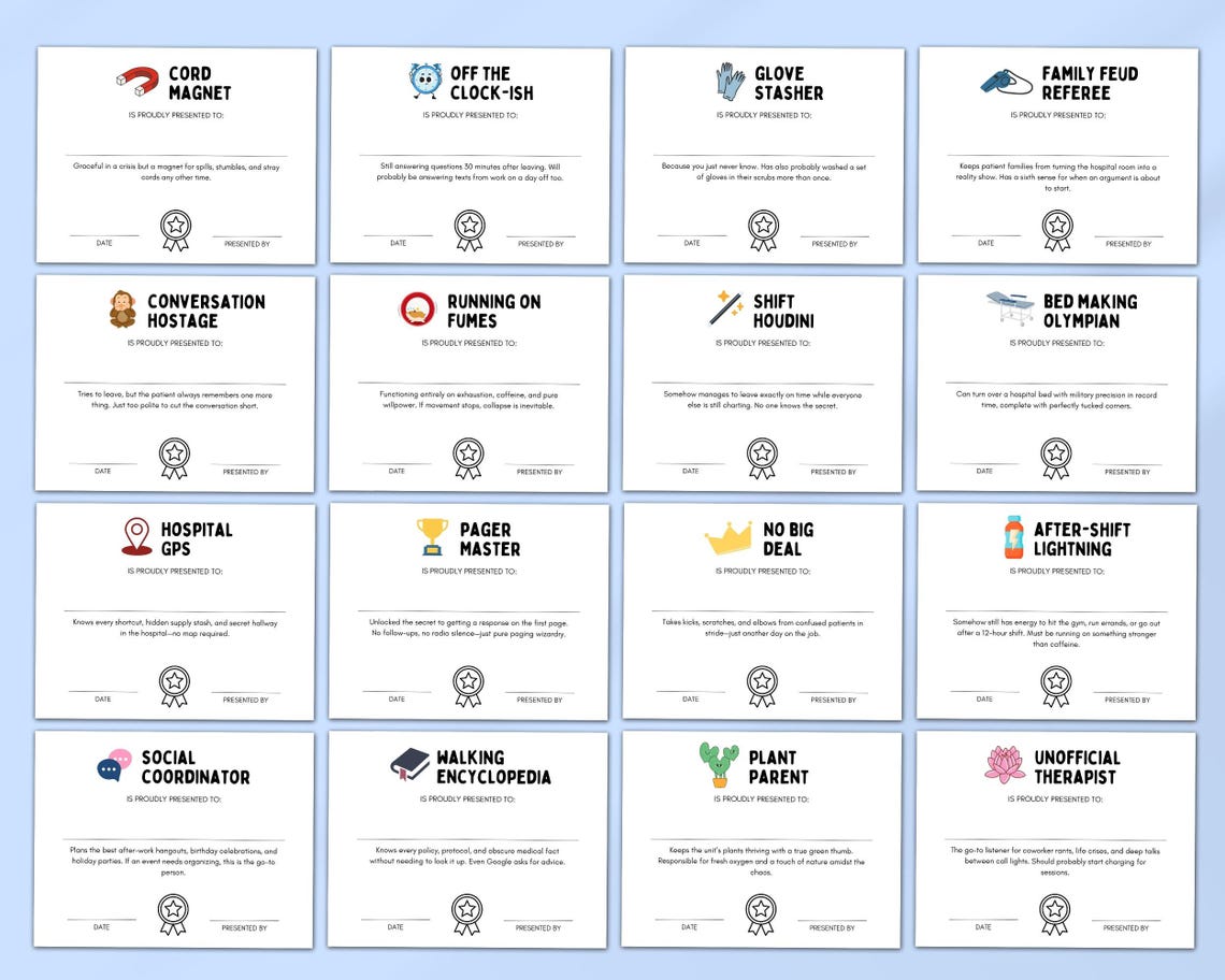 Funny Nursing Awards Template | Editable Superlative Awards Adults ...