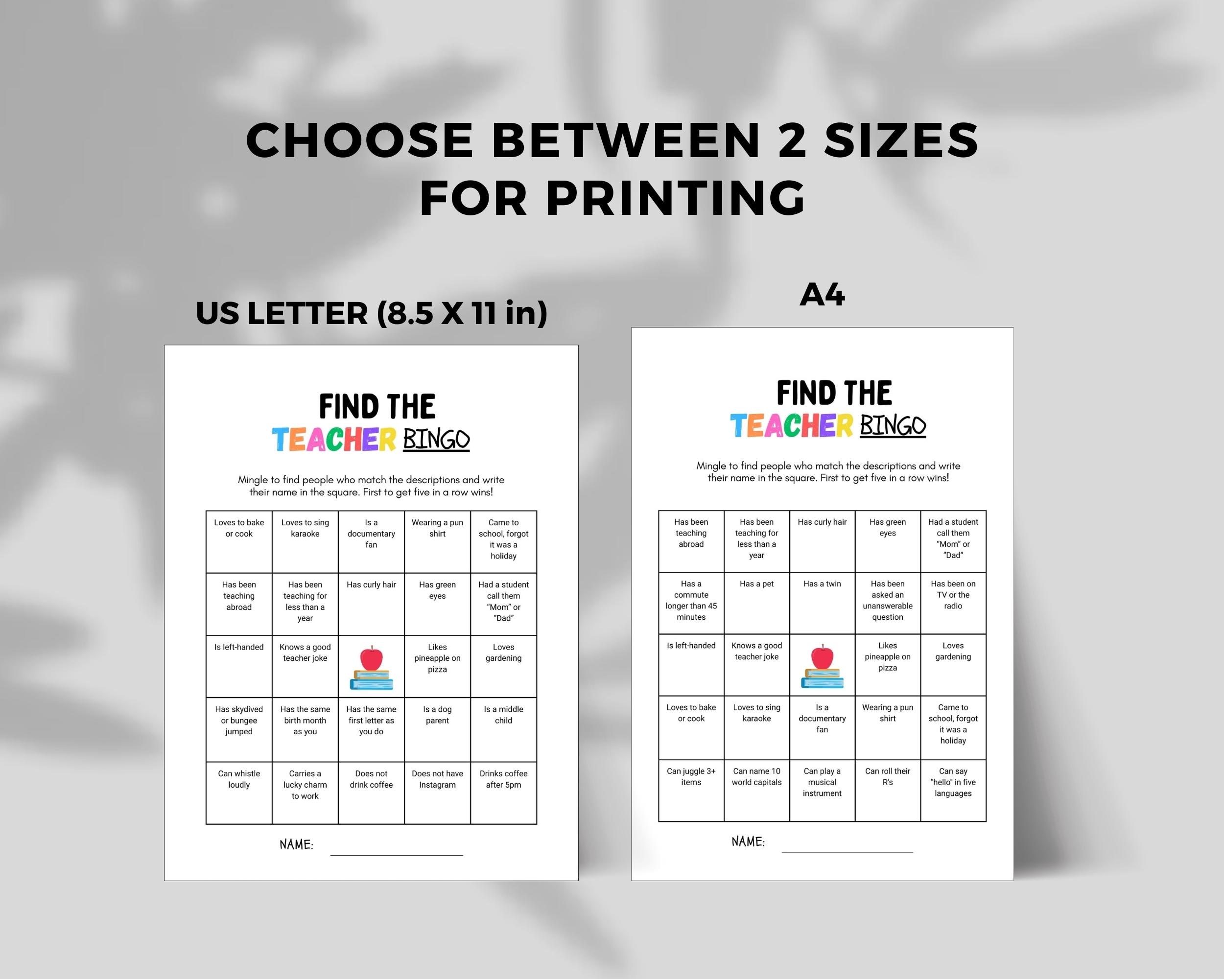 Teacher Bingo Game | Find the Teacher Appreciation Bingo Cards | Staff ...