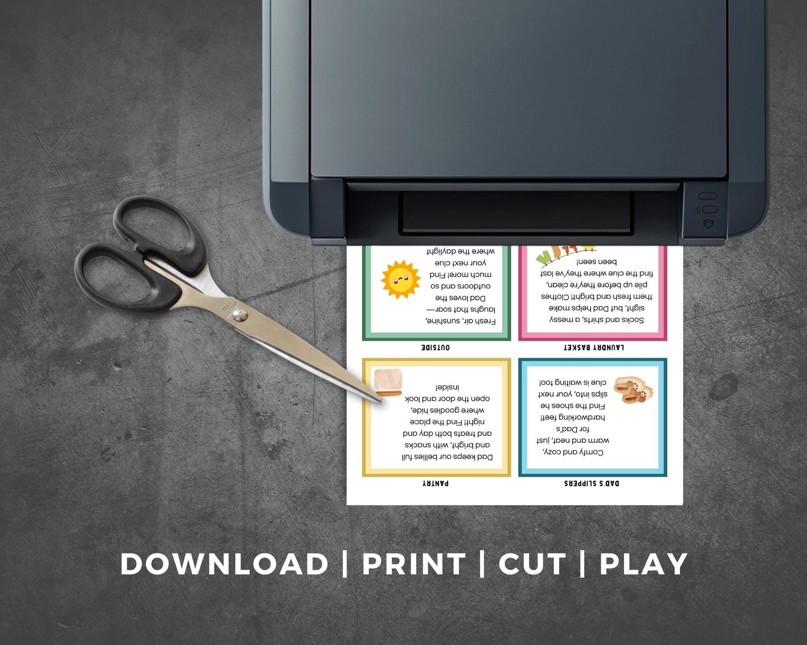 Father's Day Scavenger Hunt for Kids and Dad | Printable Clue Cards ...