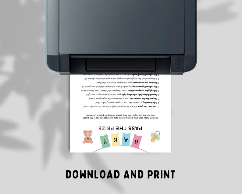 Pass the Prize Baby Shower Game Printable | Baby Shower Pass the ...