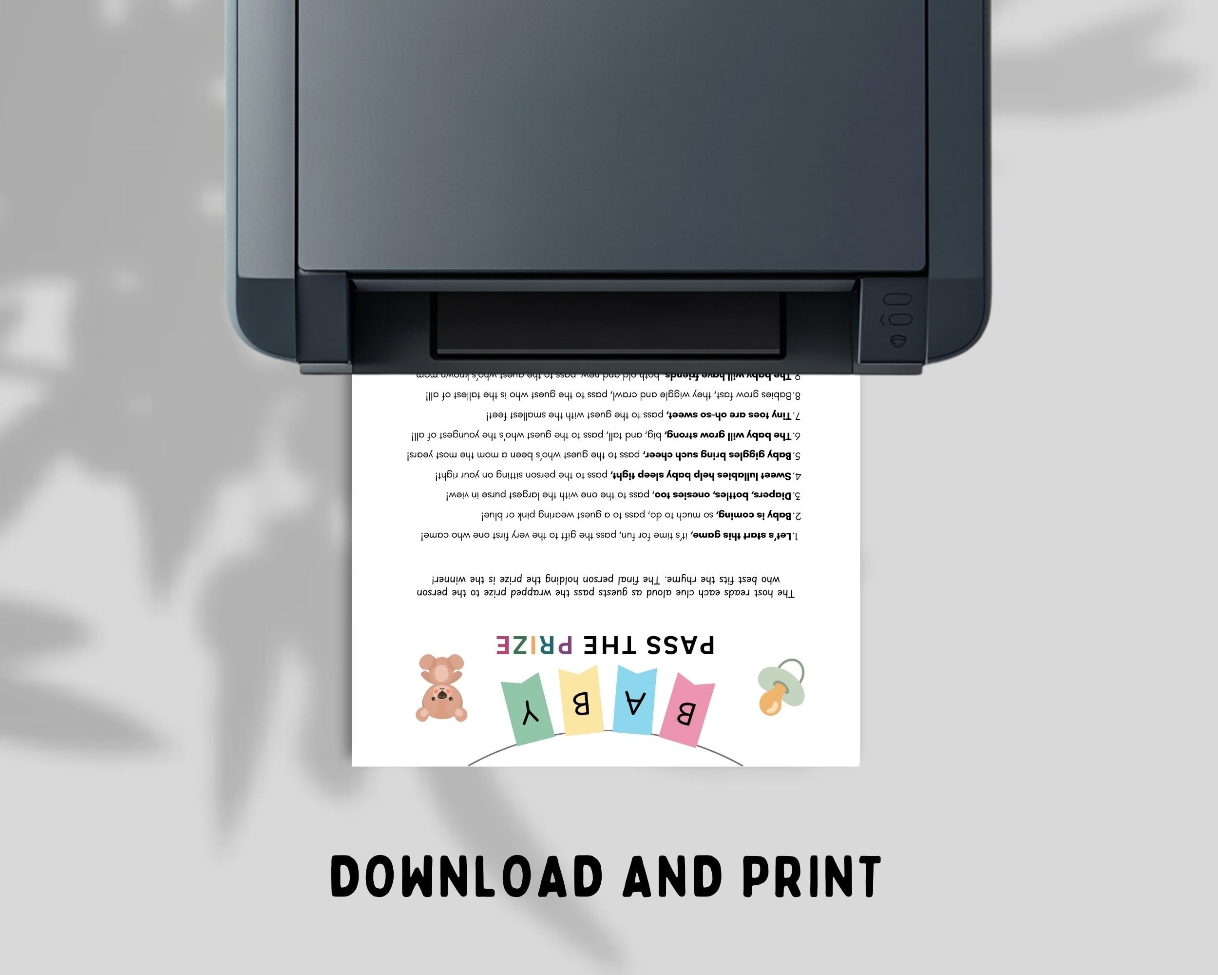 Pass the Prize Baby Shower Game Printable | Baby Shower Pass the ...