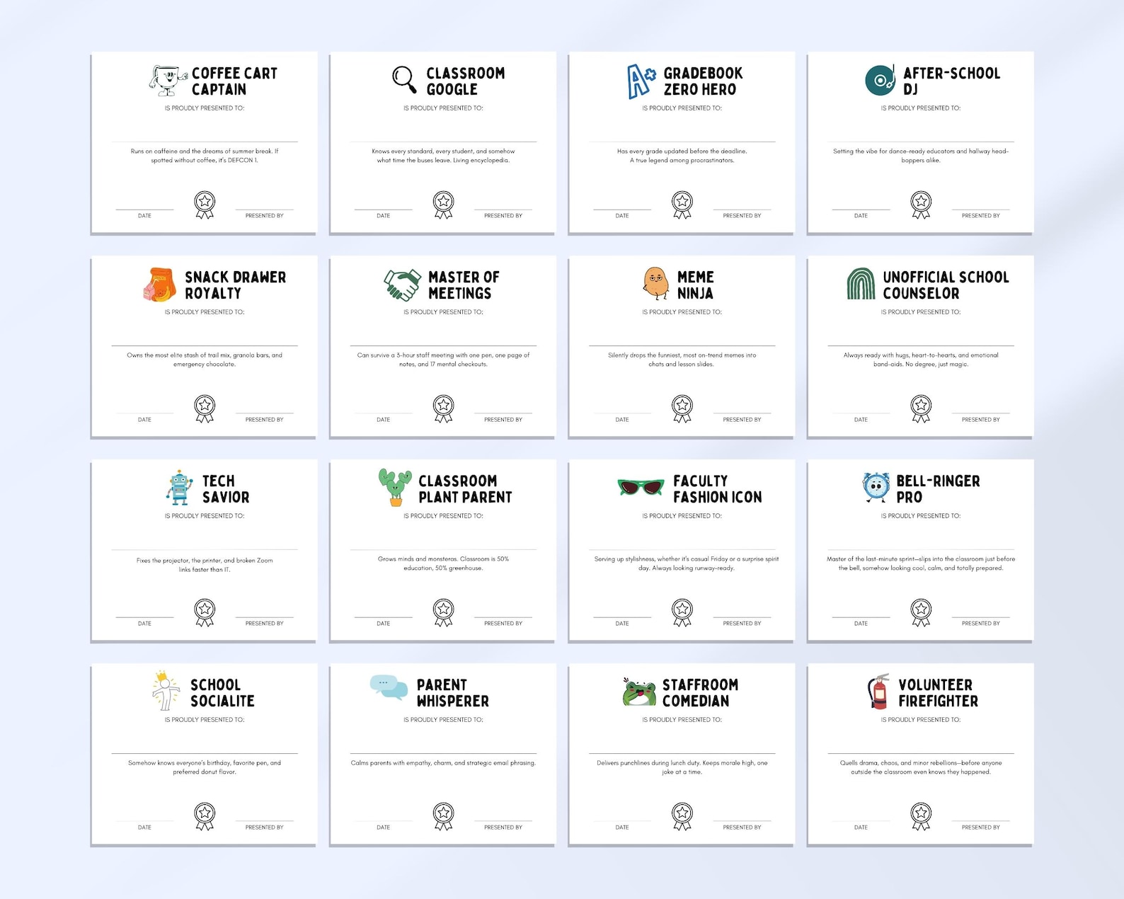 Funny Teacher Awards | Editable Staff Awards for Teachers | Teacher ...