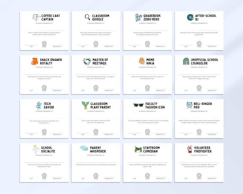 Funny Teacher Awards | Editable Staff Awards for Teachers | Teacher ...