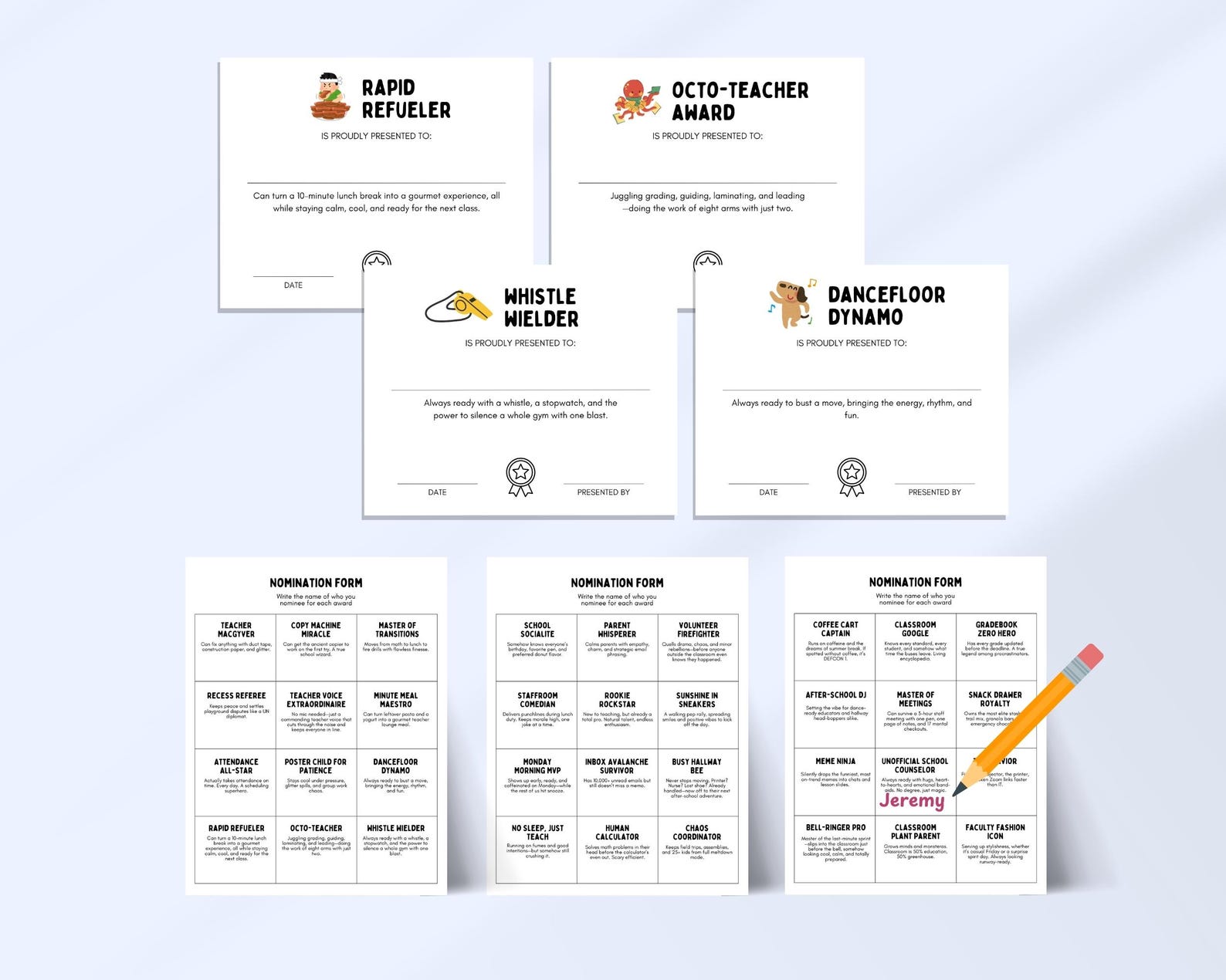 Funny Teacher Awards | Editable Staff Awards for Teachers | Teacher ...