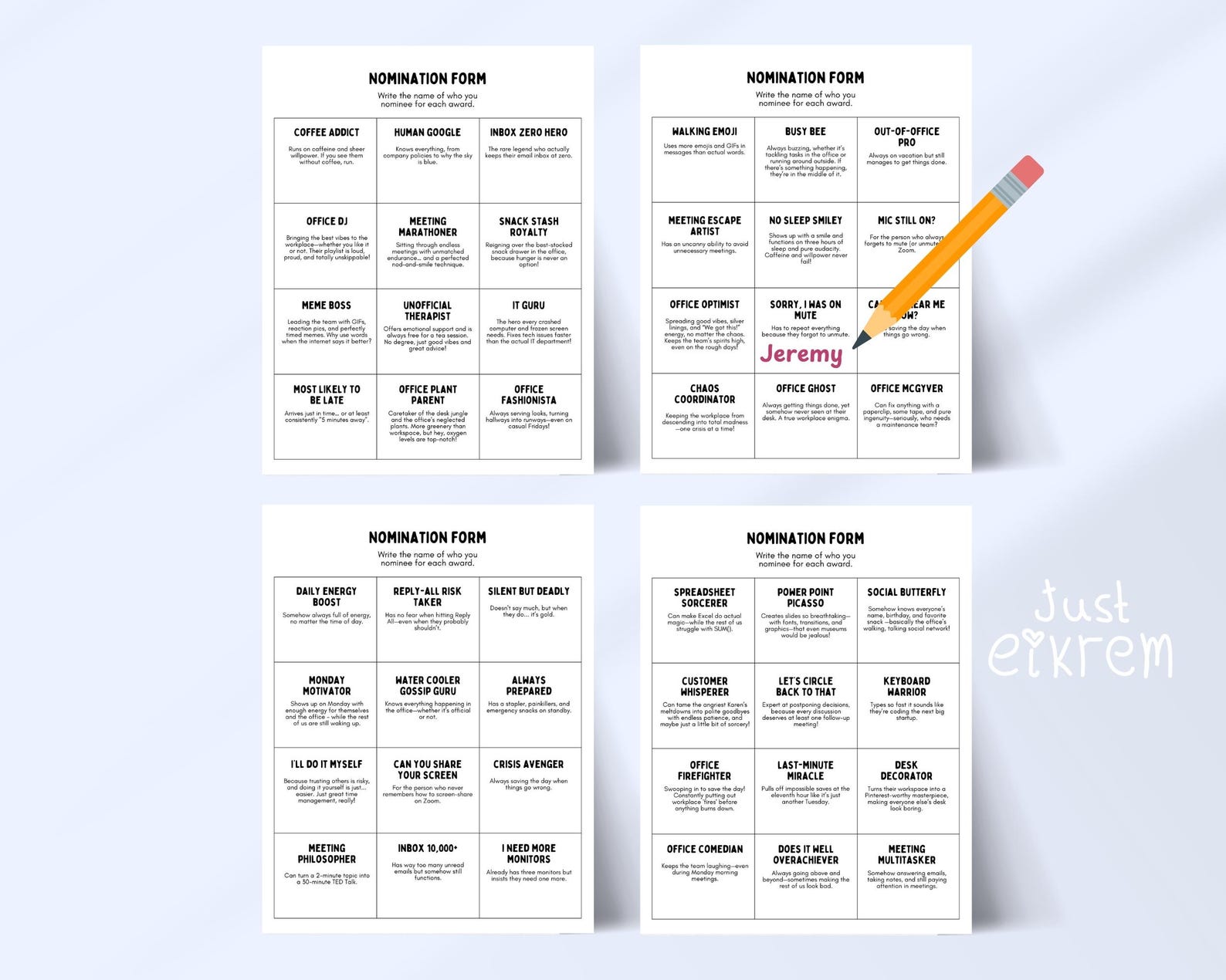 Employee Appreciation Awards Funny | Printable Office Superlatives ...