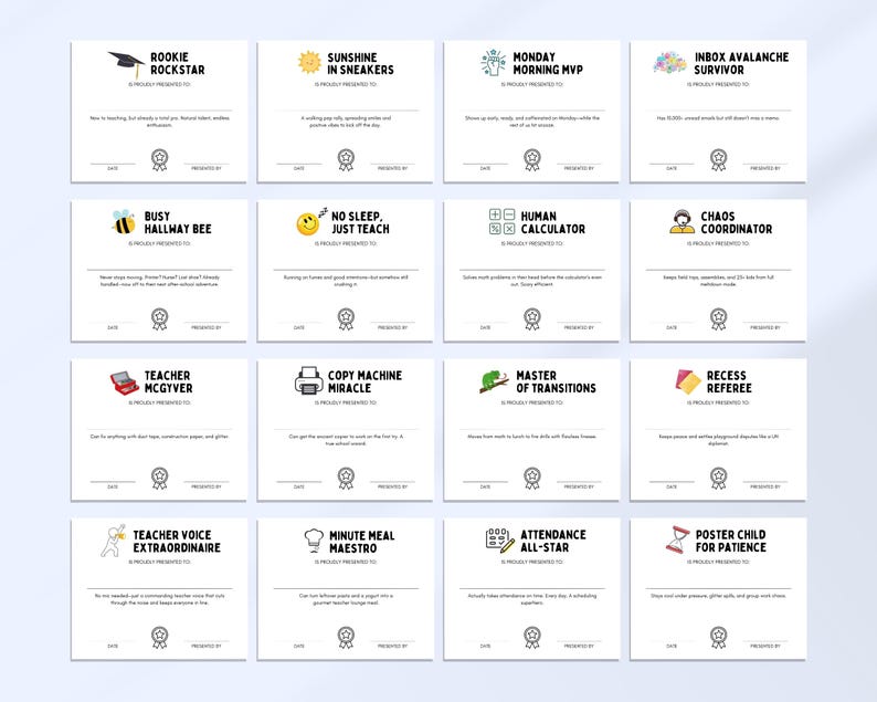 Funny Teacher Awards | Editable Staff Awards for Teachers | Teacher ...
