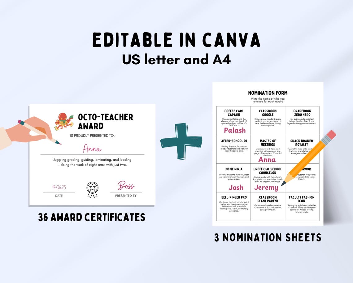 Funny Teacher Awards | Editable Staff Awards for Teachers | Teacher ...