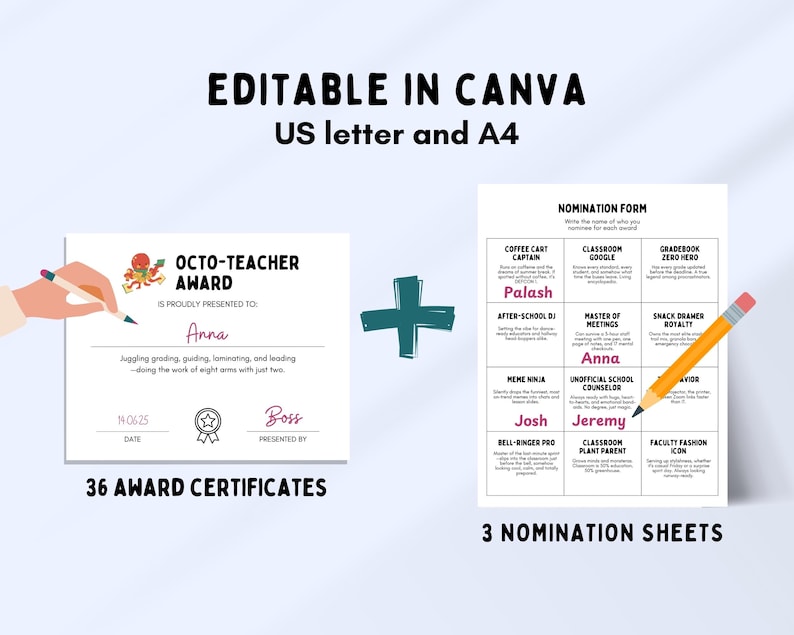 Funny Teacher Awards | Editable Staff Awards for Teachers | Teacher ...