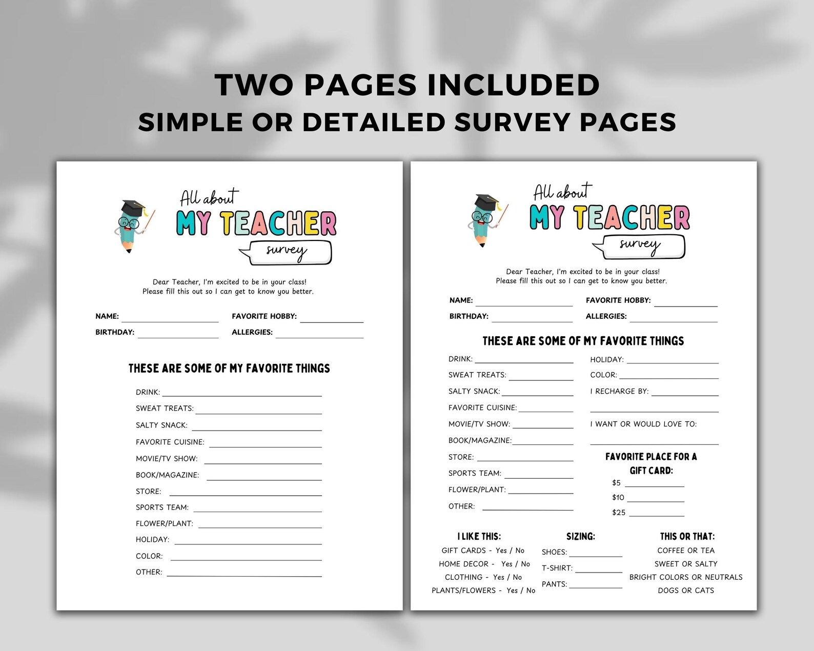 Printable All About My Teacher Form | Get to Know Me Teacher Activity ...