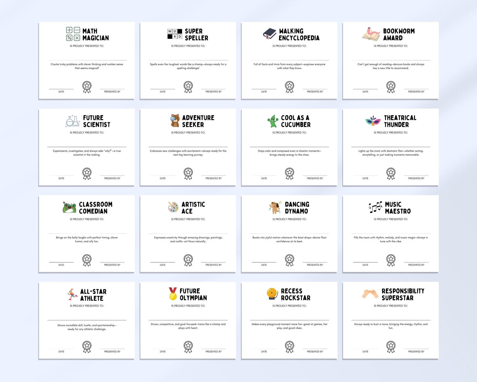 Funny Class Superlatives and End of Year Certificates | Colorful ...