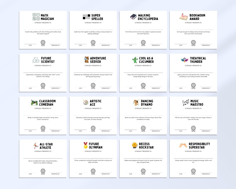 Funny Class Superlatives and End of Year Certificates | Colorful ...