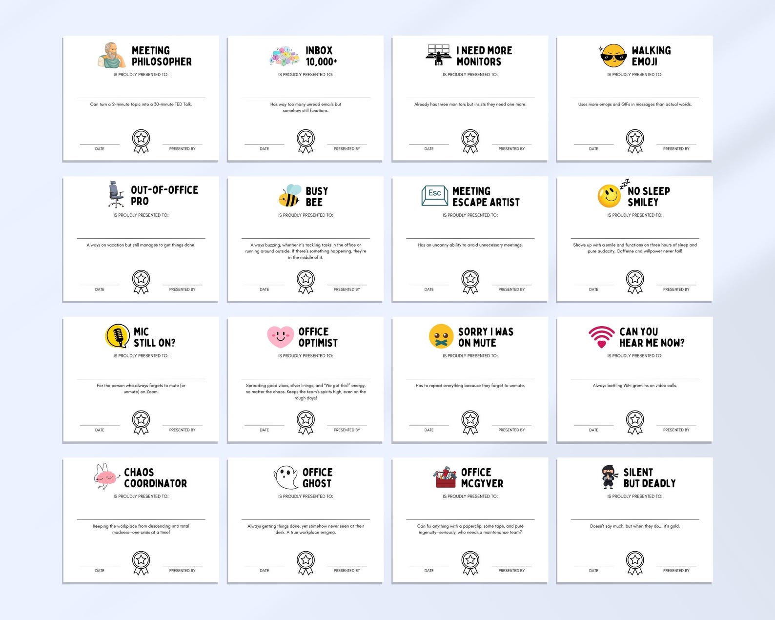 Employee Appreciation Awards Funny | Printable Office Superlatives ...