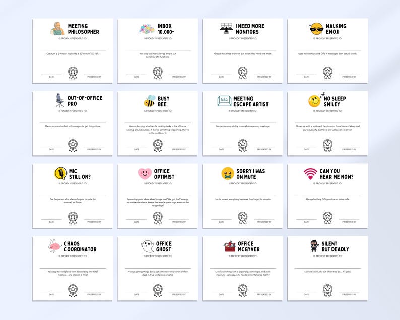 Employee Appreciation Awards Funny | Printable Office Superlatives ...