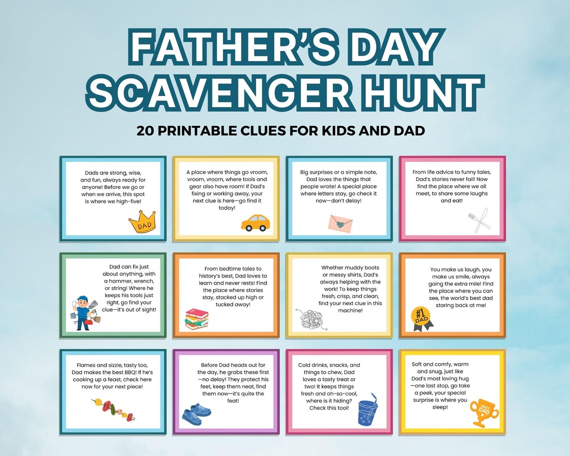 Father’s Day Scavenger Hunt Game for Kids | Printable Father’s Day ...