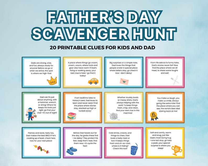Father’s Day Scavenger Hunt Game for Kids | Printable Father’s Day ...
