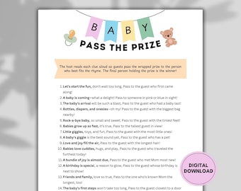 Pass the Prize Baby Shower Game Printable | Baby Shower Pass the ...