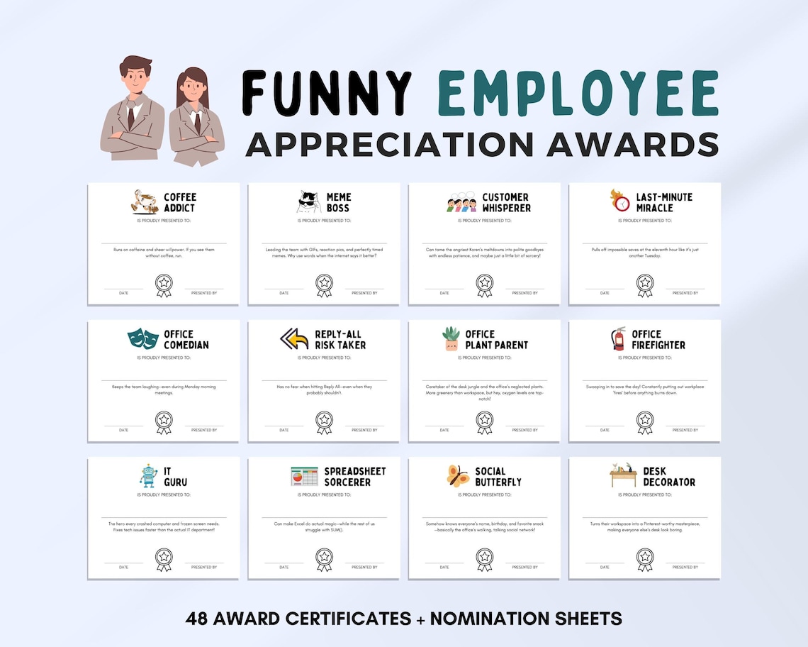 Employee Appreciation Awards Funny | Printable Office Superlatives ...