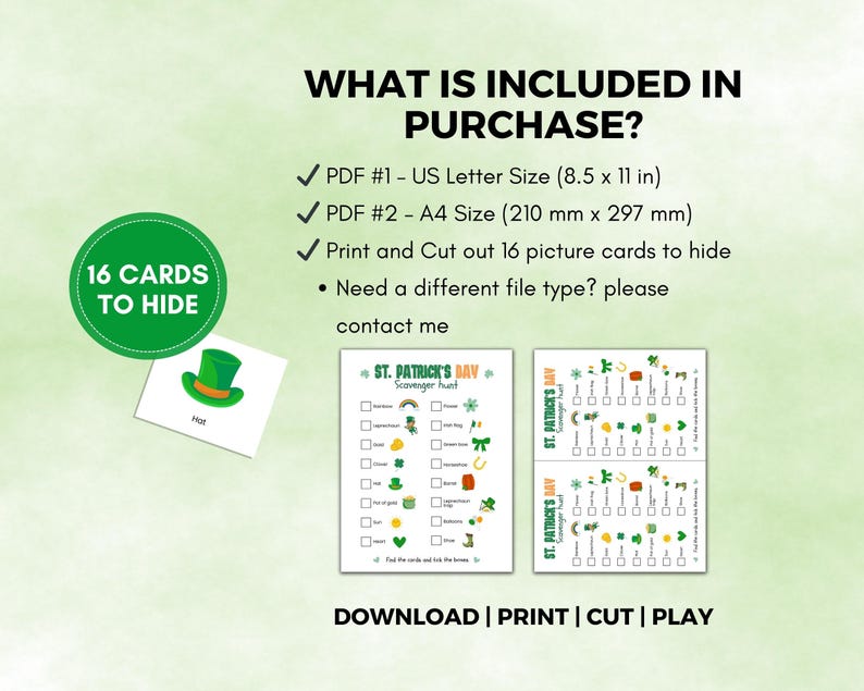 St Patricks Day Scavenger Hunt for Kids, St. Patrick's Day Treasure ...