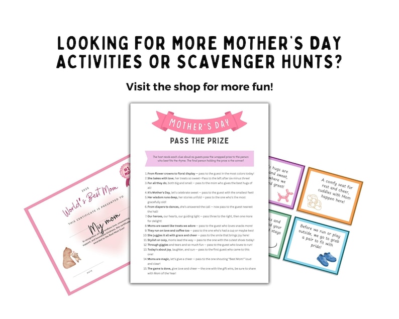Mother's Day Scavenger Hunt Game | Printable Gift for Mom, Grandma, or ...