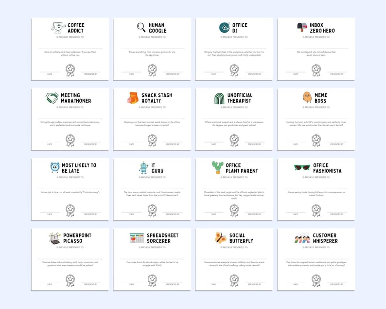Funny Employee Appreciation Awards | Editable Office Superlatives ...
