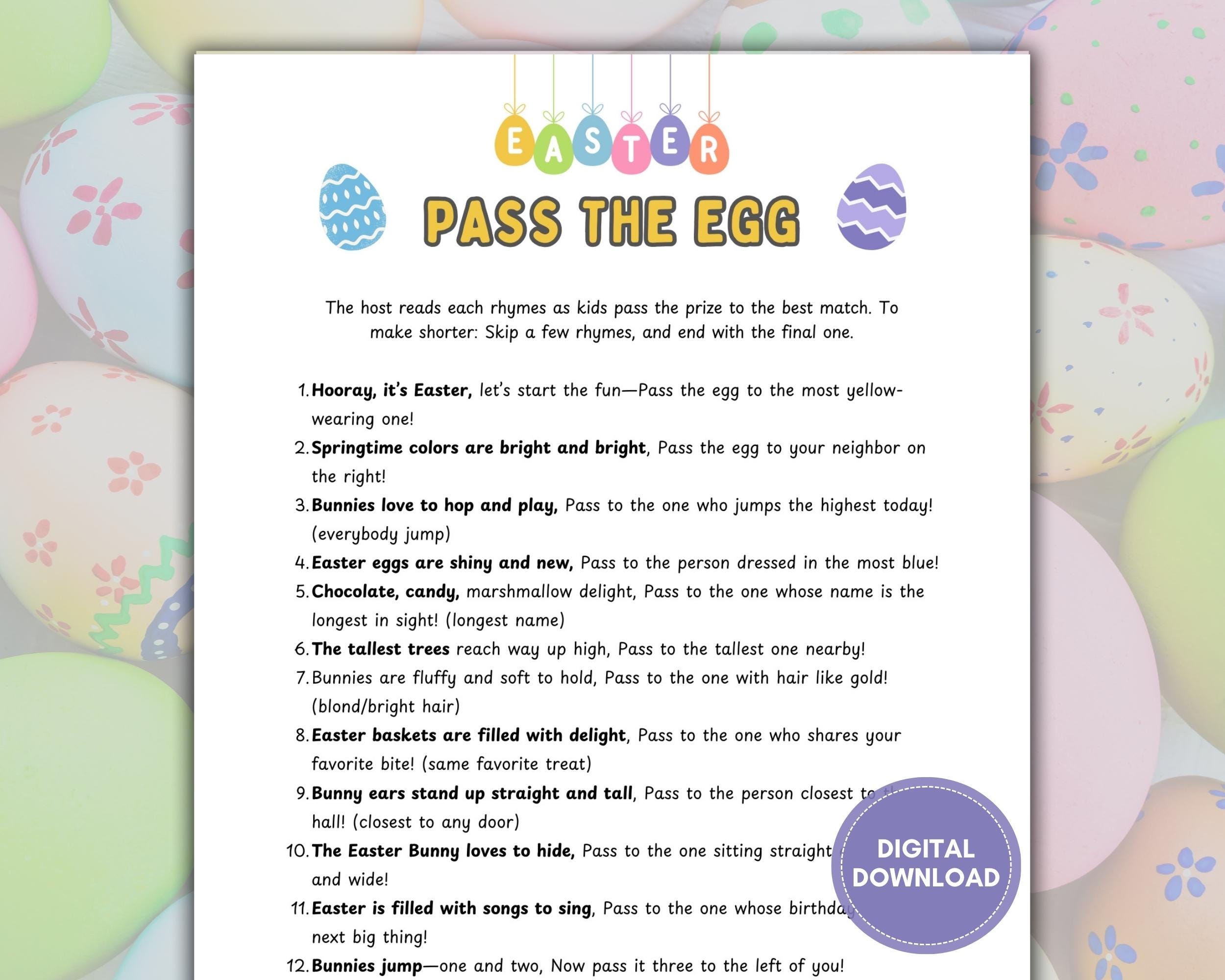 Pass the Prize Easter Game | Printable Easter Gift Exchange Game ...