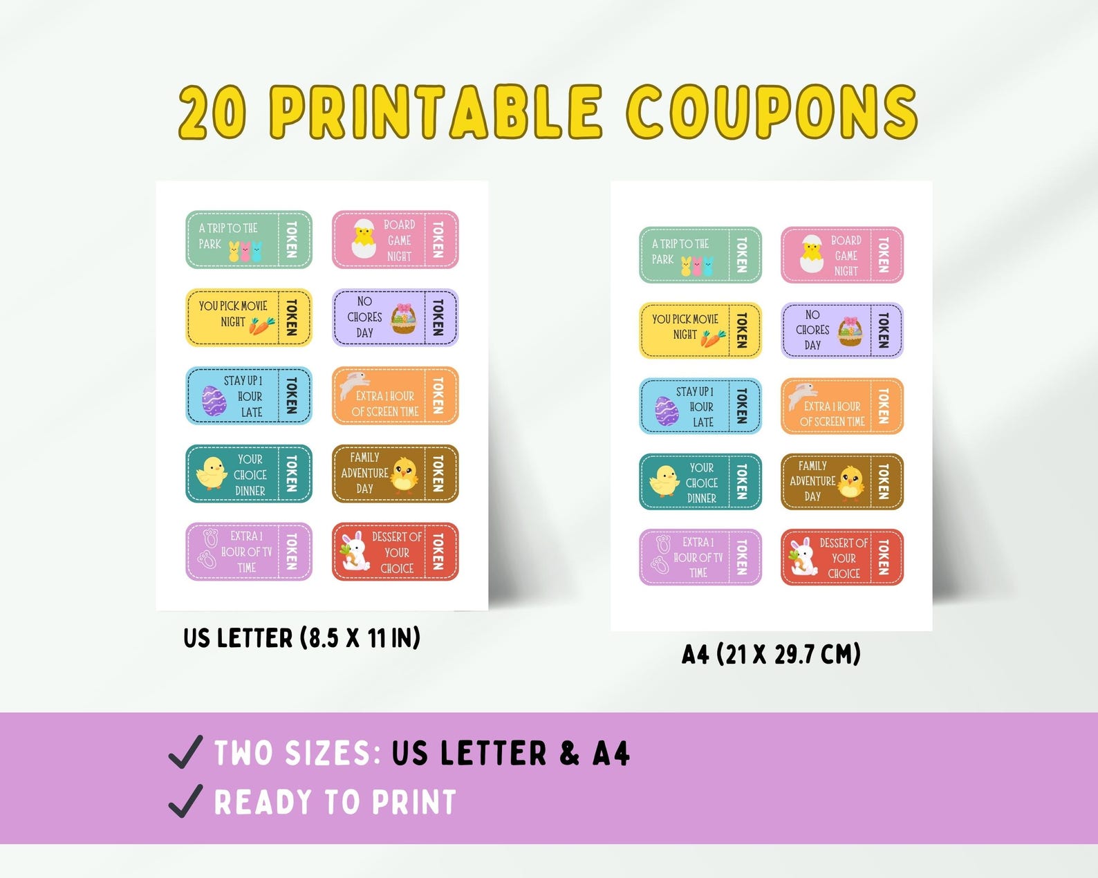Printable Easter Egg Filler Tokens | Easter Basket Coupons | Easter ...
