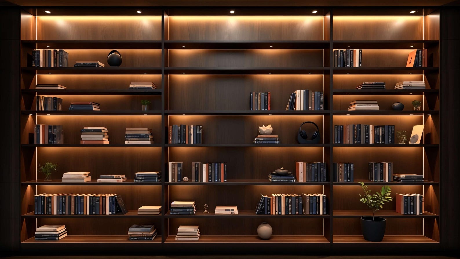 Wall Mounted Illuminated Bookshelf Virtual Background for Zoom, Teams ...