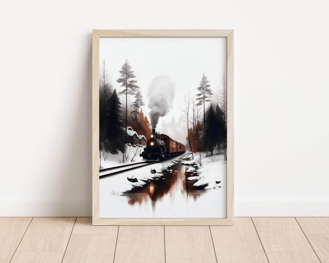 Christmas Train Printable Digital Art for Winter Decor - Etsy