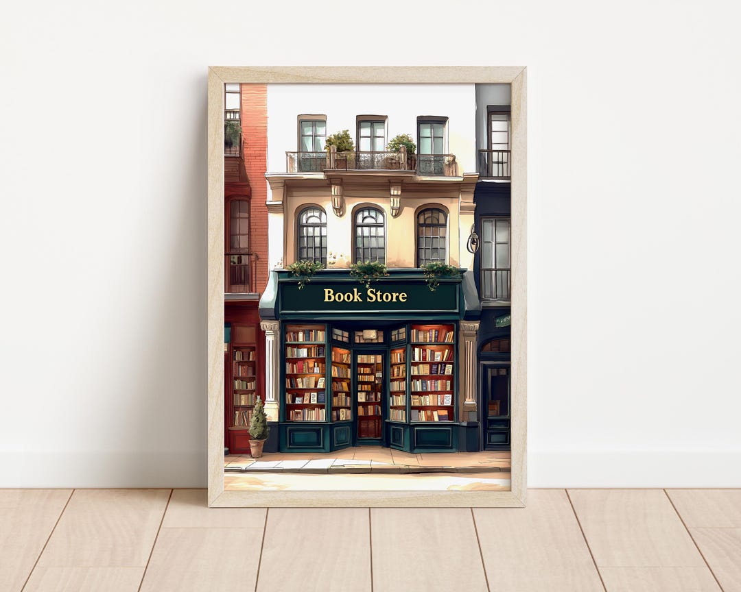 Book Store Art Print || Digital Download File || Postcard Style Art ...