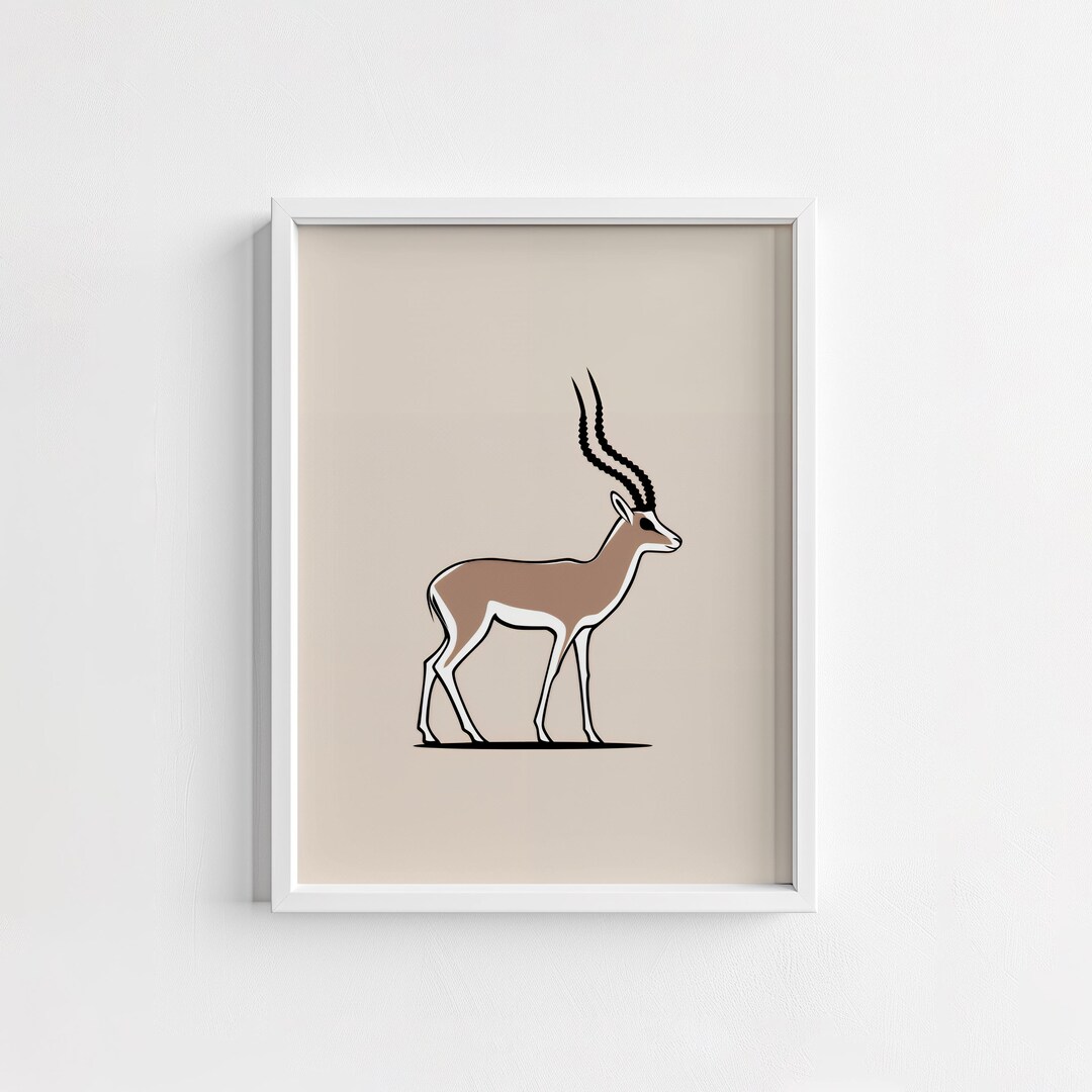 Antelope Wall Poster Printable, Minimalist Animal Art, Digital Antelope ...