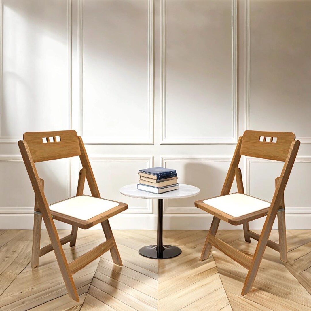 Classic High-back 3-hole Wood Folding Chair With Padded Seat, Fine ...