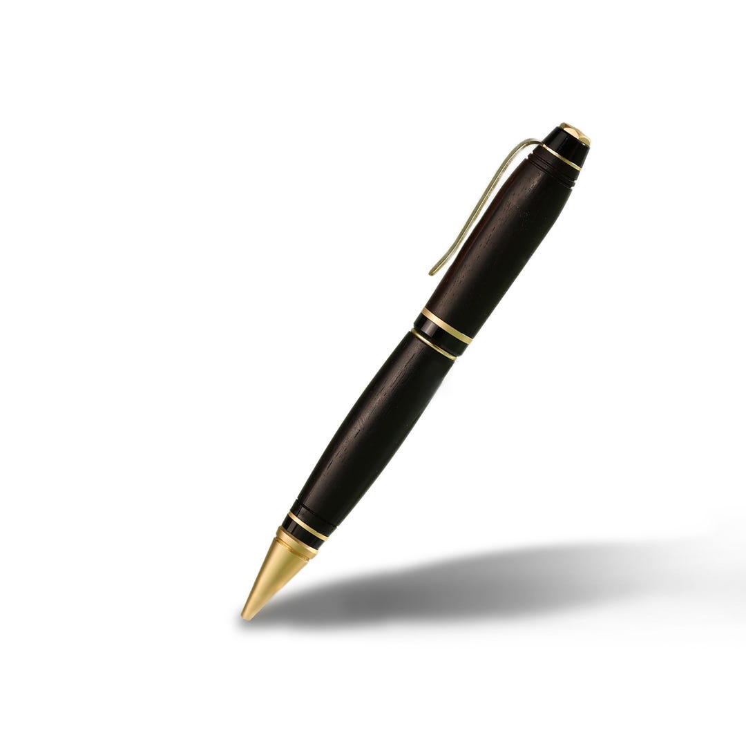 Handcrafted Rosewood Ballpoint Pen: Black Titanium Fine Writing ...