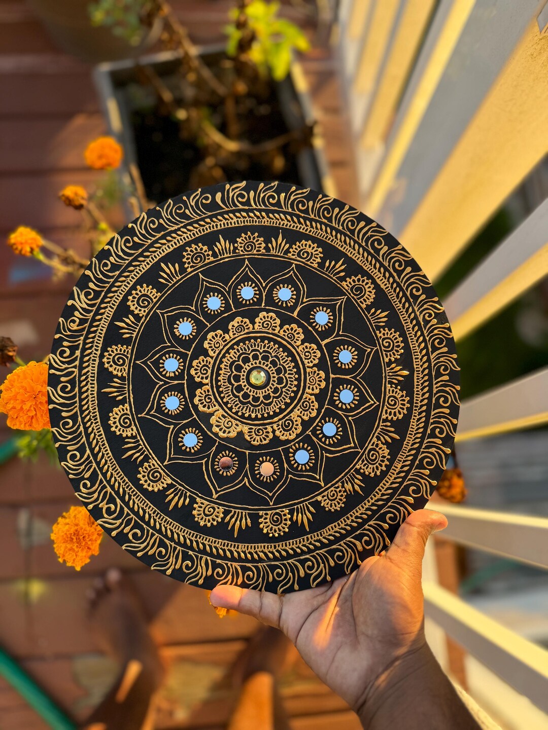Hand Painted Mandala Art, Hand Painted Henna Canvas, Diwali Gift, Gift ...
