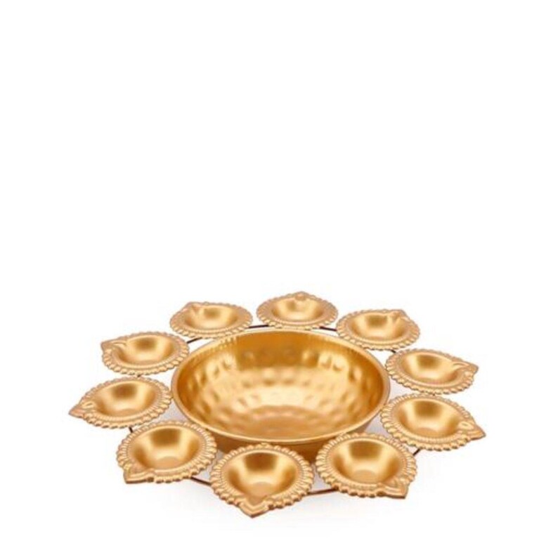 Golden Decorative Metal Diya Urli Bowl Handcrafted Rangoli Urli Bowl ...