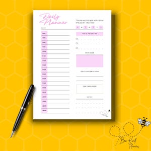 Printable Journal Page Pink Daily Itinerary Pink Printable Page Pink ...