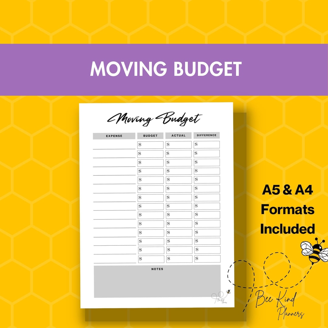 Moving Planner | Printable Journal Page | Bee Kind Moving Budget | to ...