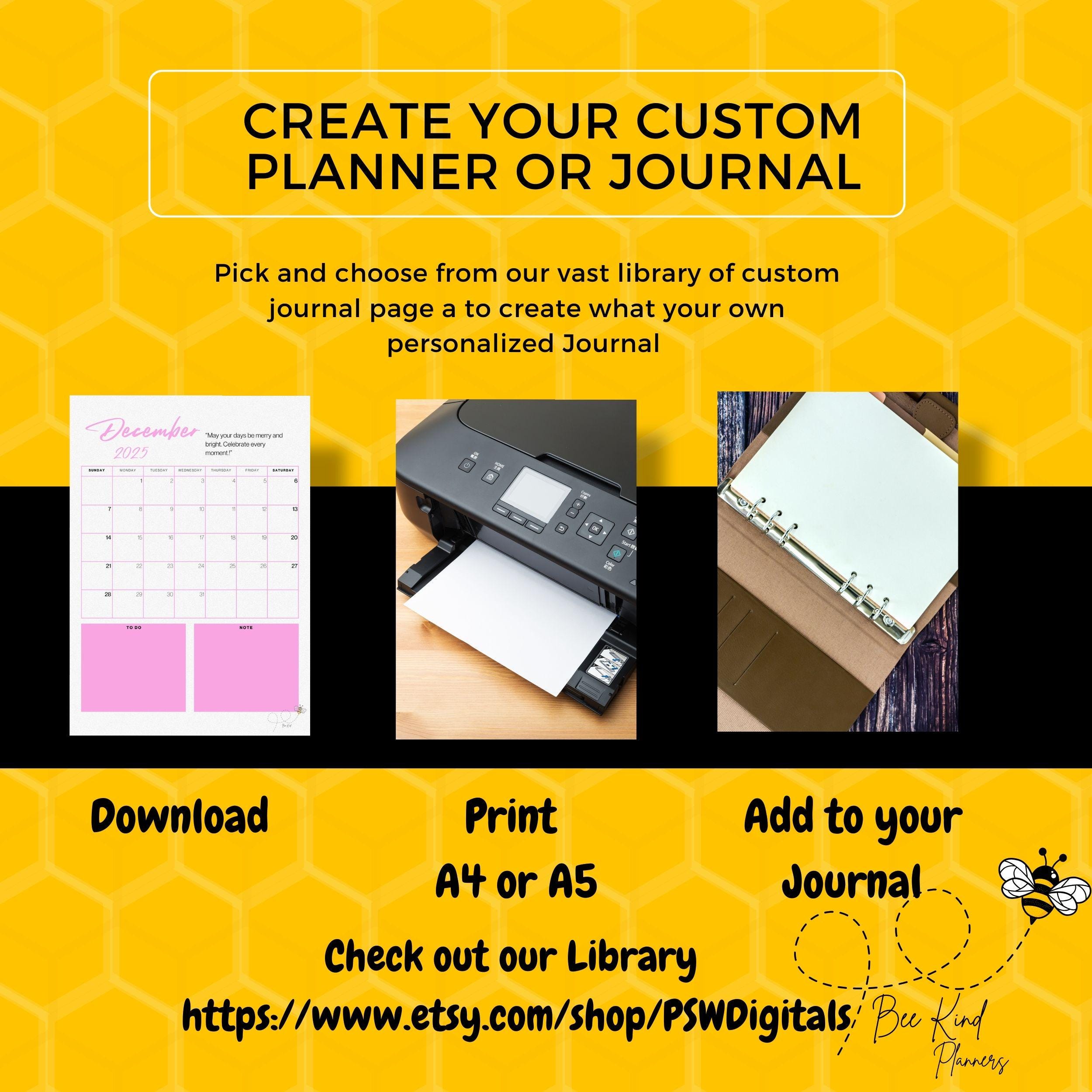 2025 Monthly Planner | Cute Pink 2025 Calendar | Printable Journal Page ...